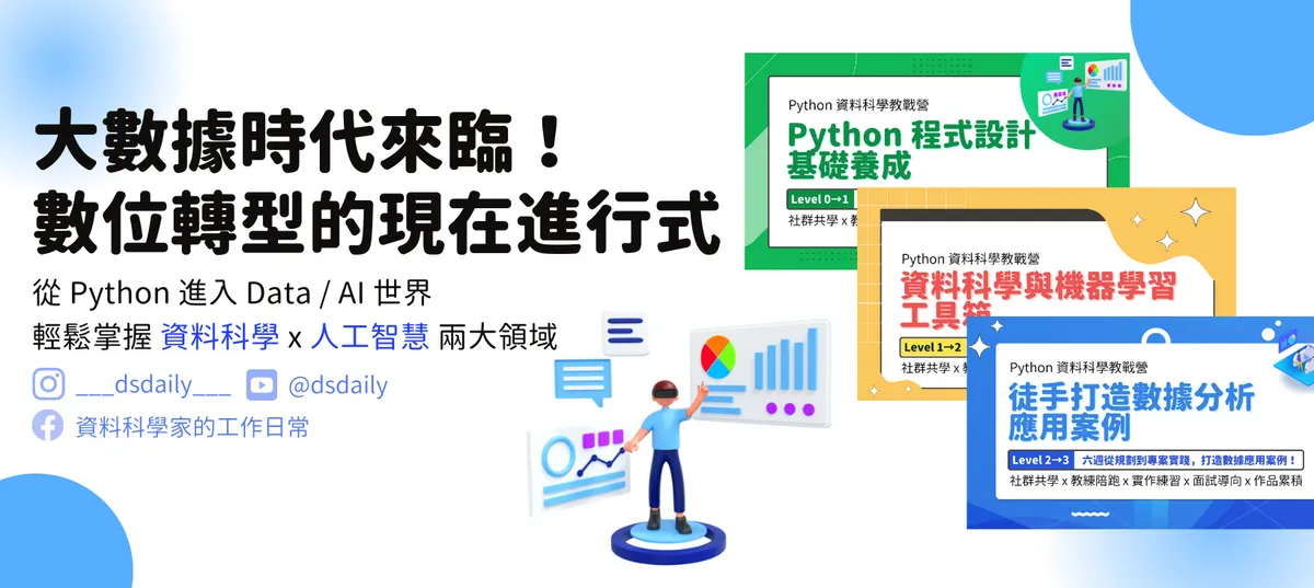徒手打造數據分析應用案例 Python 資料科學教戰營 Level 2 → 3｜accupass 活動通 9425